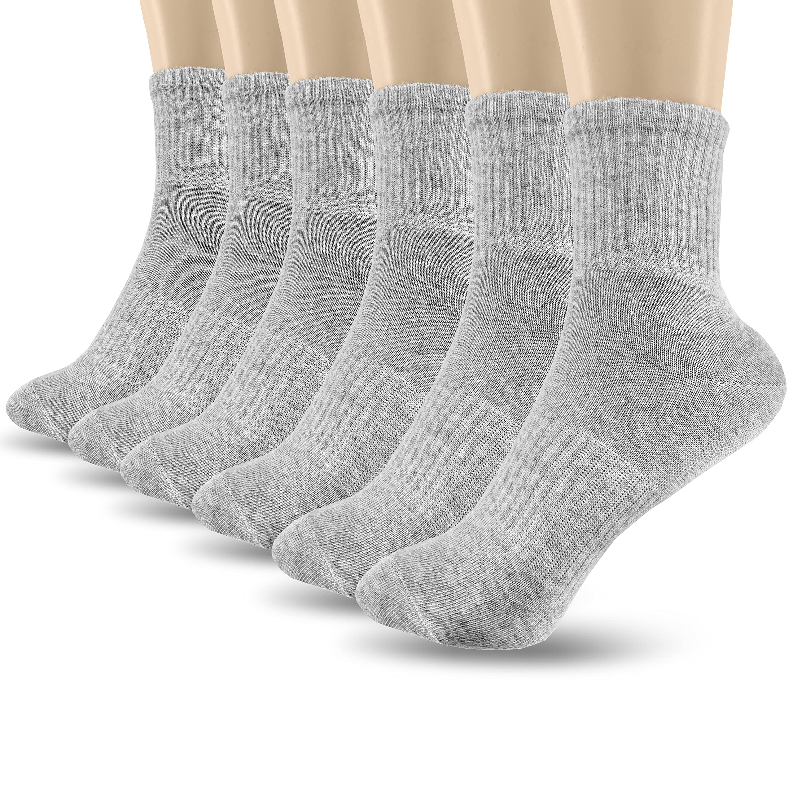 Apurioni Women's 6 Pairs Athletic Ankle Socks Cotton Cushioned Sport Socks