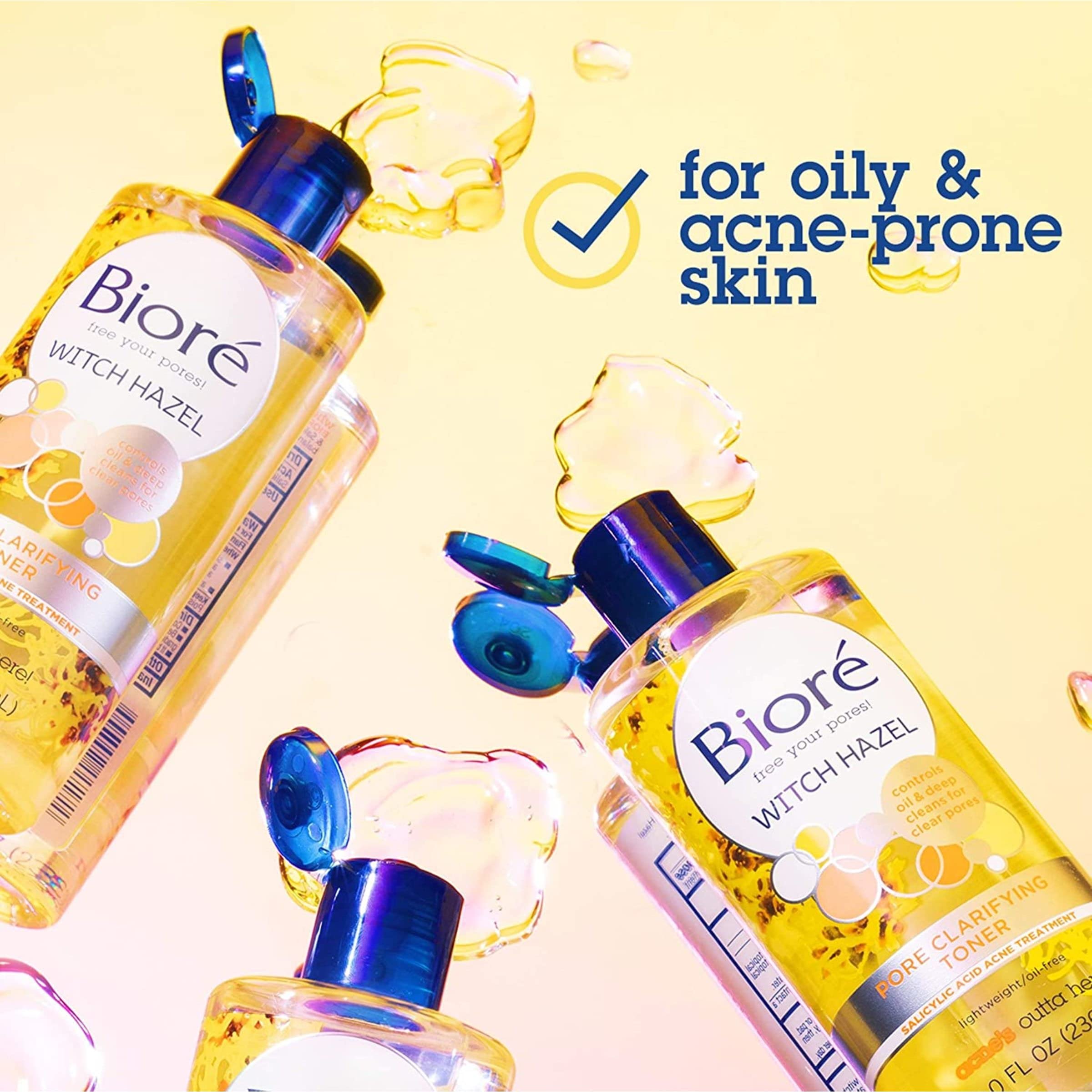 Bioré Witch Hazel Pore Clarifying Toner, with 2% Salicylic Acid for Acne Clearing and Balanced Skin Purification, 8 Ounce (HSA/FSA Approved)