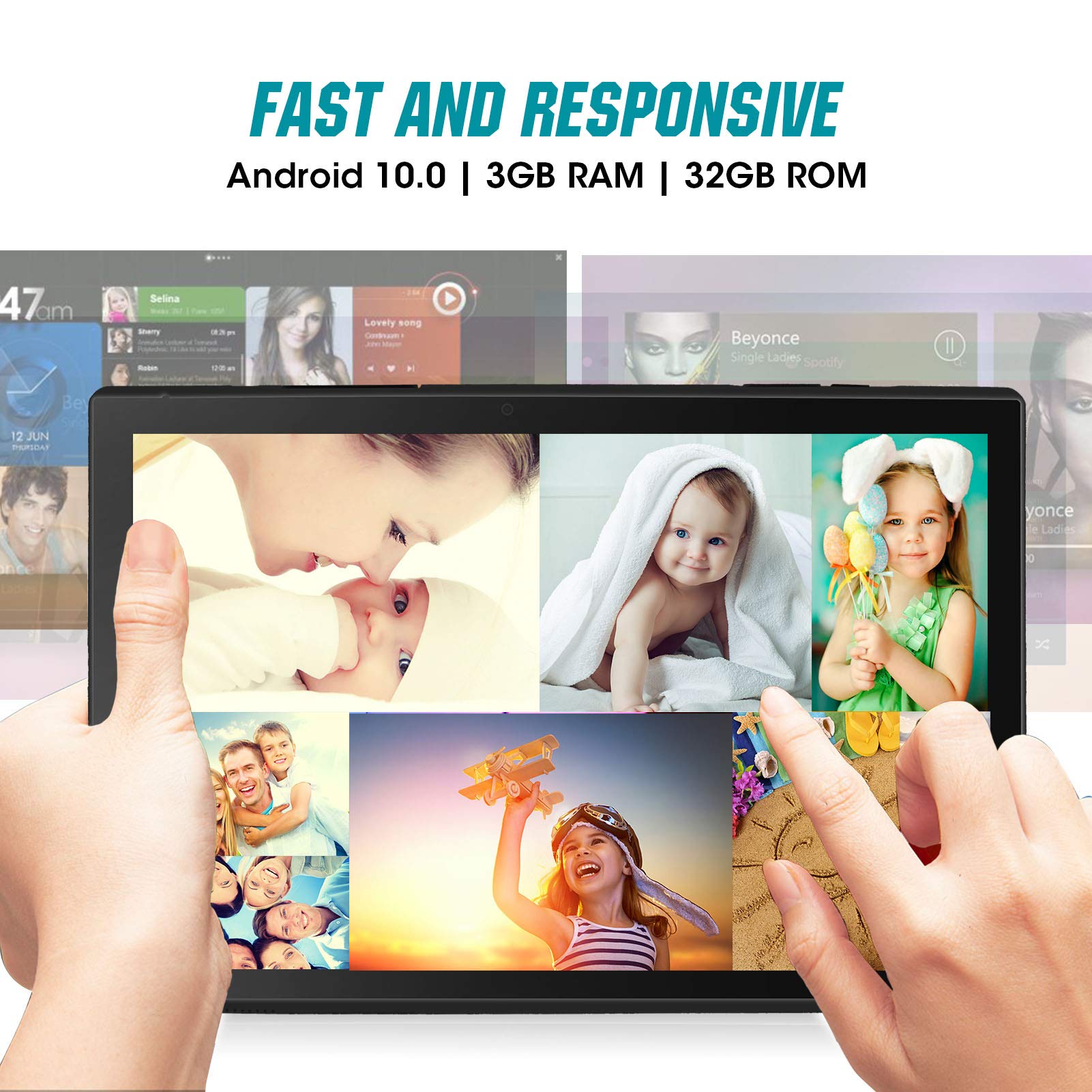 CWOWDEFU 10 Inch Tablet with Case Included, Android Tablet 3GB RAM 32GB Touchscreen Tablette Computer WiFi Tabletas 10.1 inch Tablet Kids (Black)