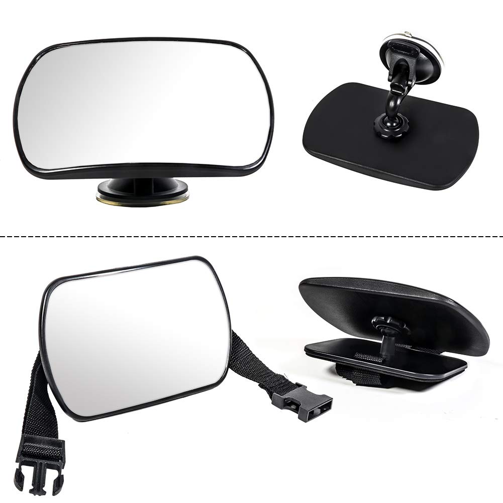 Baby Car Mirror - Bessie Sparks Car Back Seat Mirror for Rear Facing Infants and Babies Safety Shatterproof Acrylic Material 360 Degree Rectangle Rectangle 170x110MM