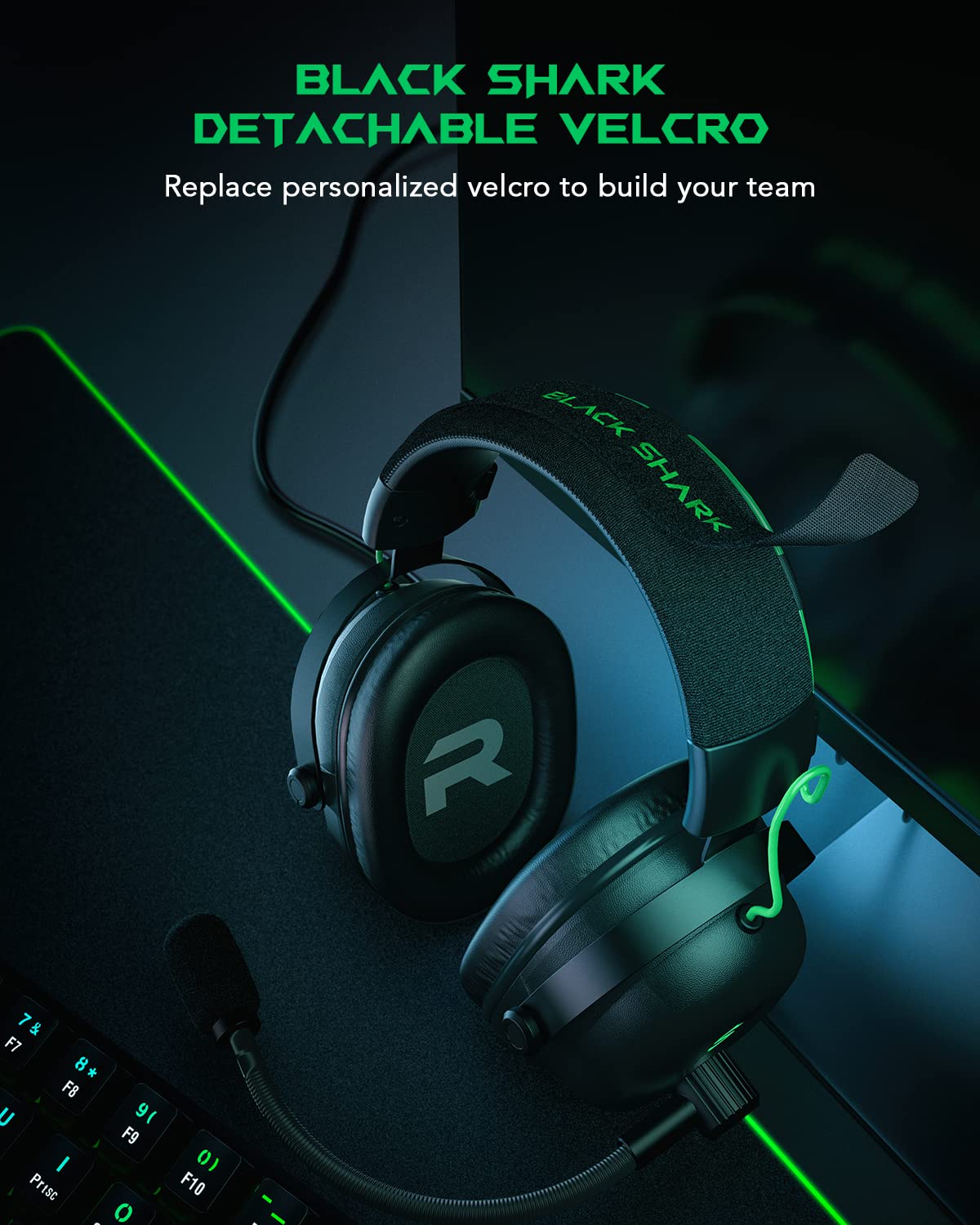 Black Shark Gaming Headset with Noise Canceling Cardioid Mic, Gaming Headsets for PC, PS4, PS5, Xbox, Switch, 50mm Dynamic Drivers, Over-Ear Gaming Headphones with Microphone & LED Light