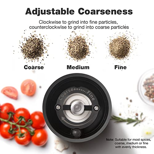 Gravity Electric Salt and Pepper Grinder Set, Automatic Upgraded Pepper and Salt Mill with Charging Base, Adjustable Coarseness and LED Light, One Hand Operation (Silver)