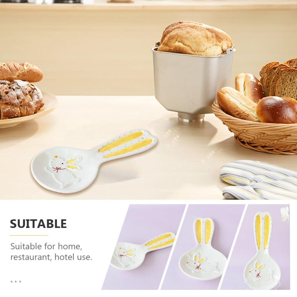 Ceramic Spoon Rest Coffee Spoon Holder for Stove Top Coffee Spoon Rest Bunny Shape Spoon Holder Cooking Spoon Rest for Kitchen Counter Utensil Rest for Spatula,Tongs,Ladles