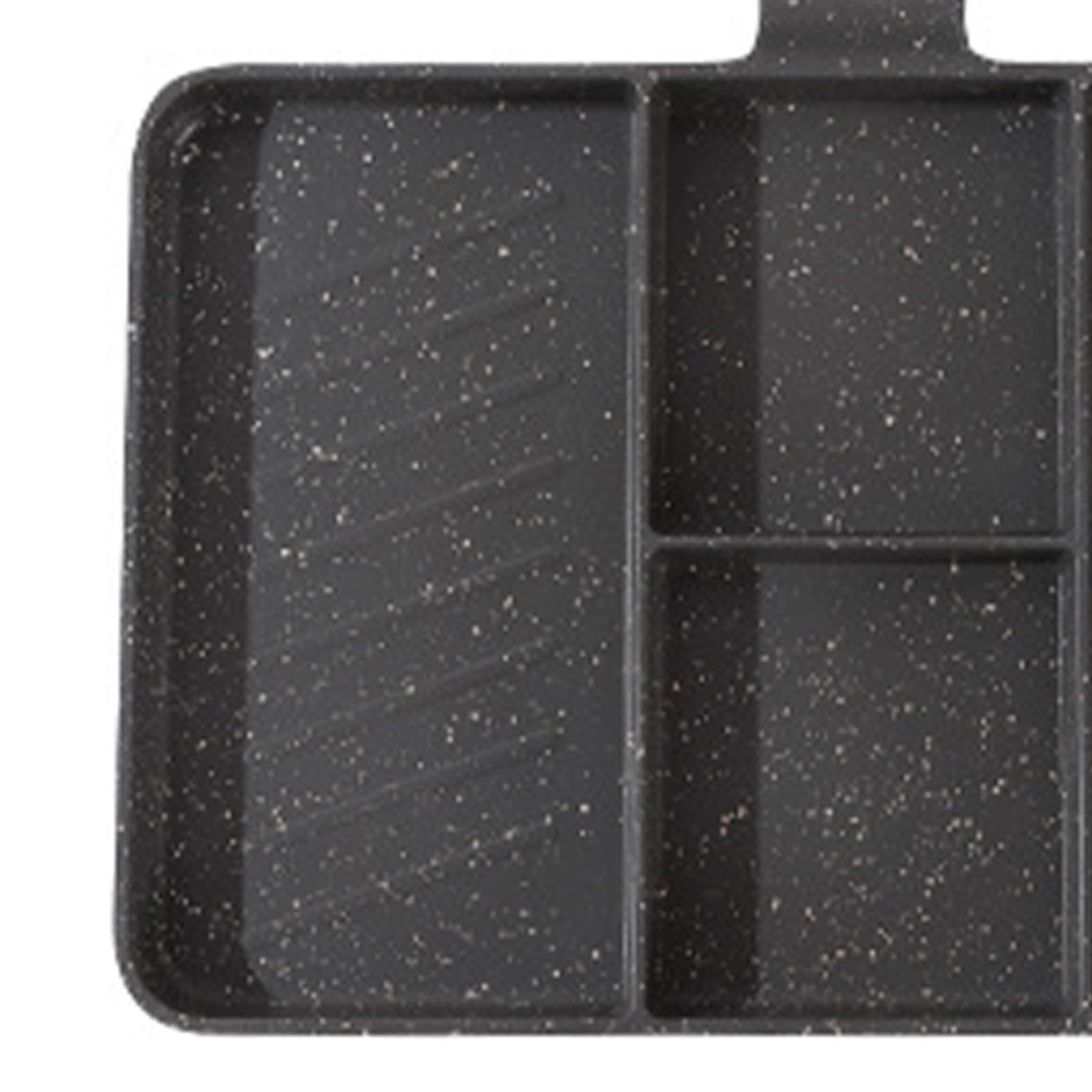 Divided Grill Pan, Aluminum Nonstick Divided Stove Top Grill Pan 4 Section Breakfast Pan with Divider for Indoor Cooking Divided Frying Pan Breakfast Grilling Pan for Frying Eggs Steak(Black)