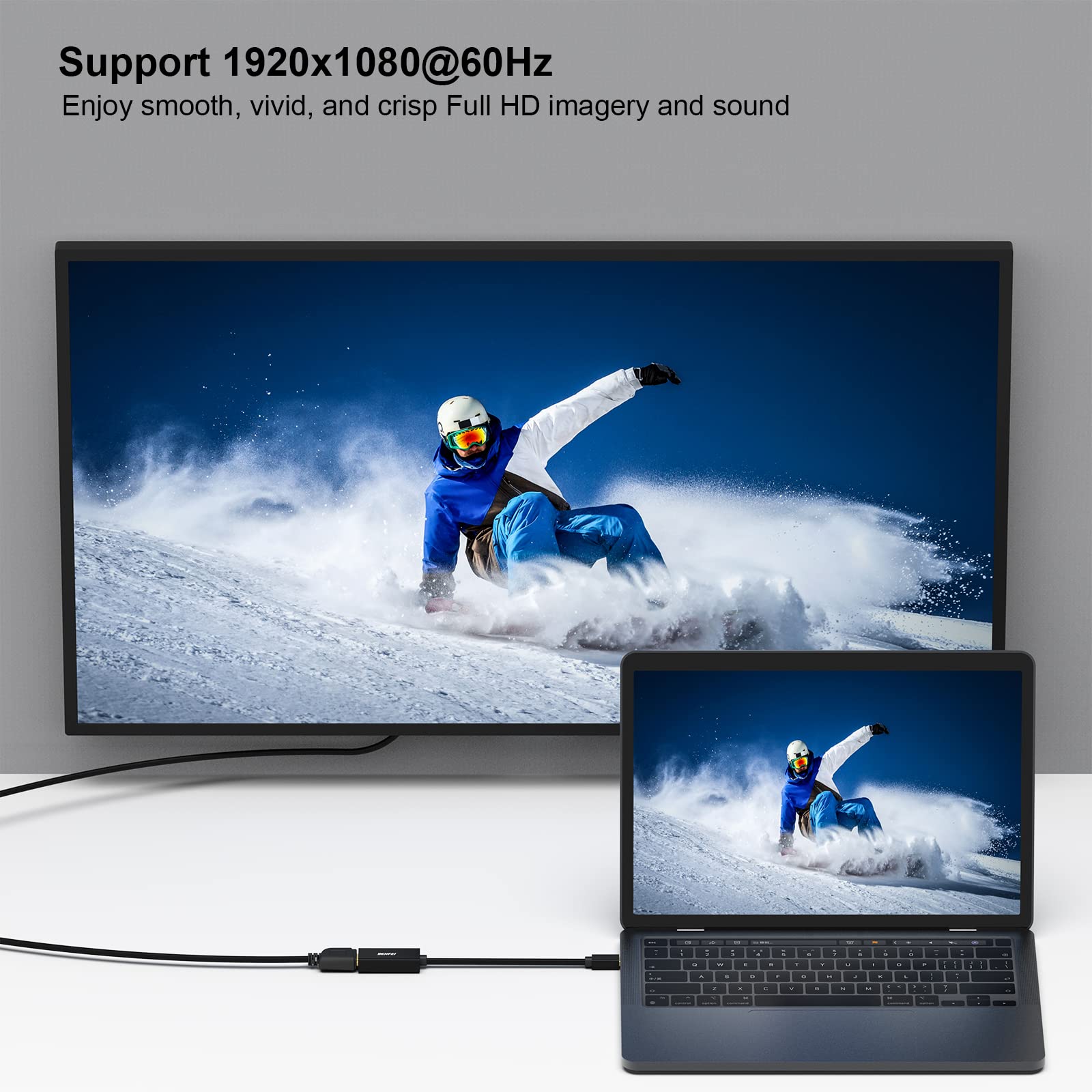 BENFEI Mini DisplayPort to HDMI, Mini DP to HDMI 4K Adapter (Thunderbolt Compatible) Gold-Plated Cord Compatible for MacBook Pro, MacBook Air, Mac Mini, Microsoft Surface Pro 3/4
