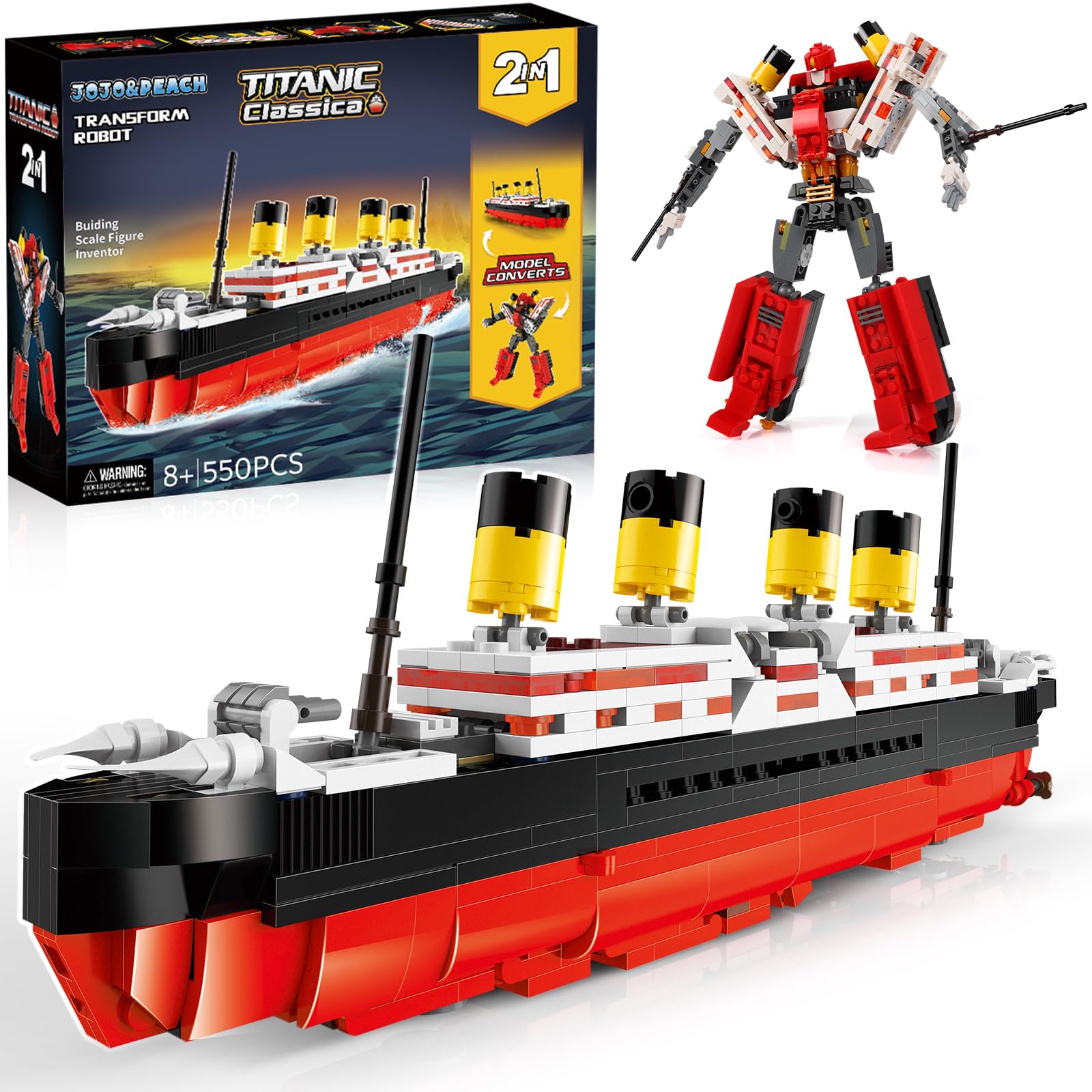 JOJO&Peach Train Sets for Boys 6-10, Creator 3 in 1 Toys Building Kit, Stem Projects for Kids, Gifts for Boys and Girls Ages 6 7 8 9 10 Years Old (305 Pieces)