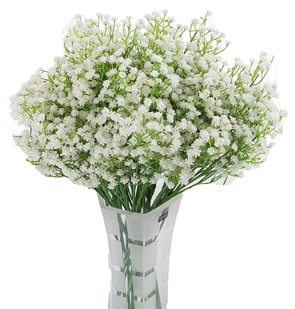 LNHOMY 10 PCS Baby Breath Artificial Flowers Fake Real Touch Gypsophila Plants for Wedding Party Home DIY Garden Decoration, (Cream)