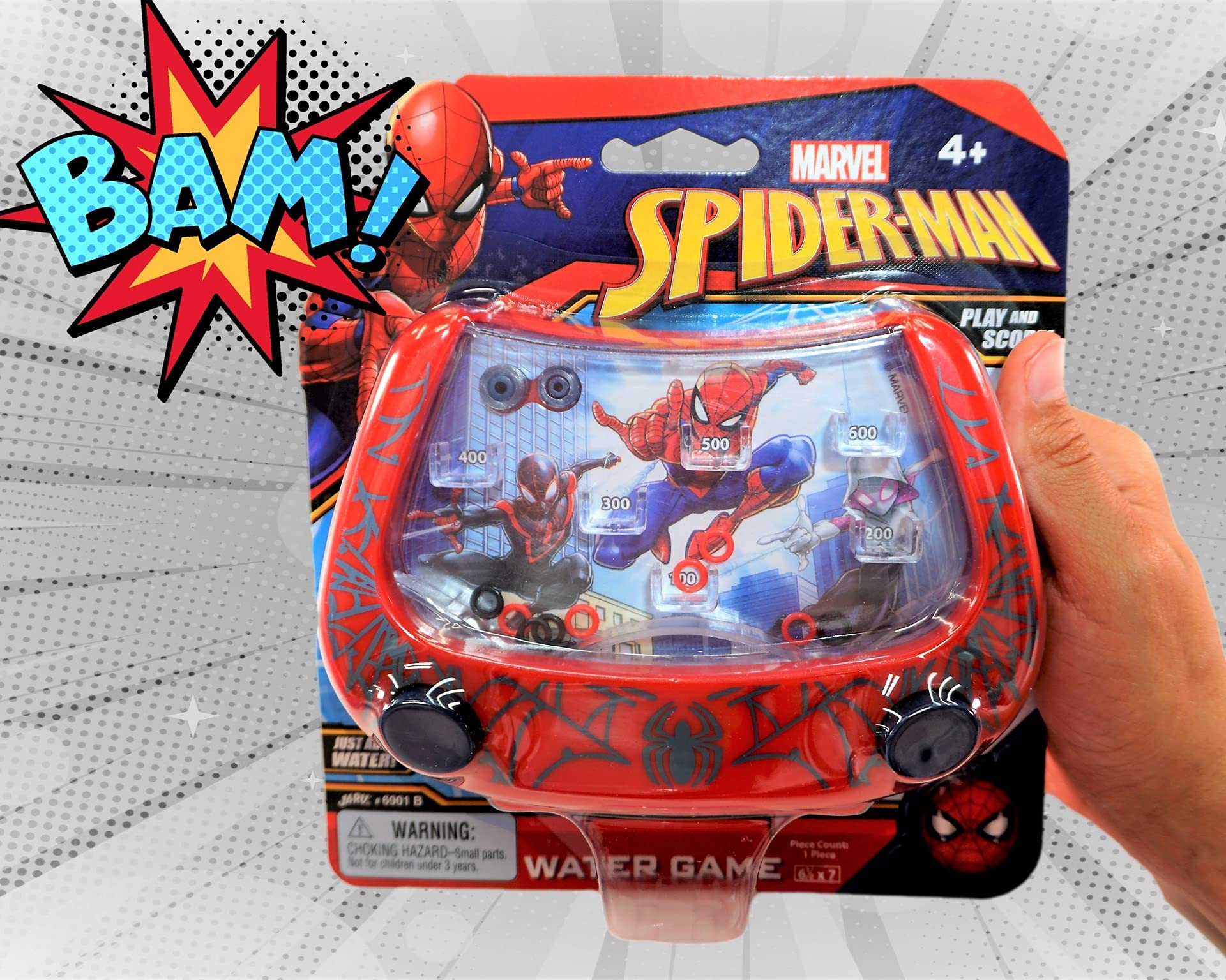 Marvel Classic Handheld Water Game (1 Unit Spiderman) Superhero Spiderman Style. Water Ring Arcade Toy Just Add Water. Stress Relief Fidget Toy for Kids and Adults. Game Toy. B-6901-1