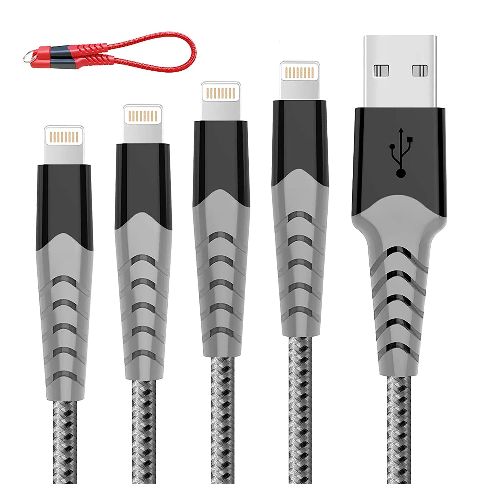 iPhone Charger, Lightning Cable MFi Certified iPhone Charger Cable 5Pack 0.6ft 2x3ft 2x6ft iPhone Charging Cable for iPhone 13 12 11 Xs Max XR X 8 8Plus 7 7Plus 6S 6S Plus SE iPad Nan More(Orange)