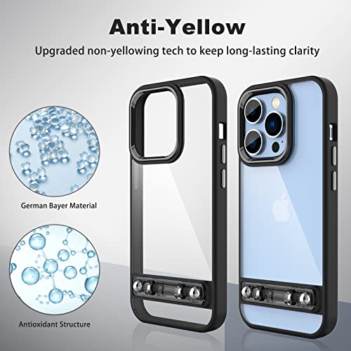 DOB SECHS for iPhone 14 Pro Max Phone Case with Strap, Clear Crossbody Case with Detachable Neck Lanyard, Adjustable, Anti-Yellowing, Military-Grade Shockproof Protective Phone Cover, Black