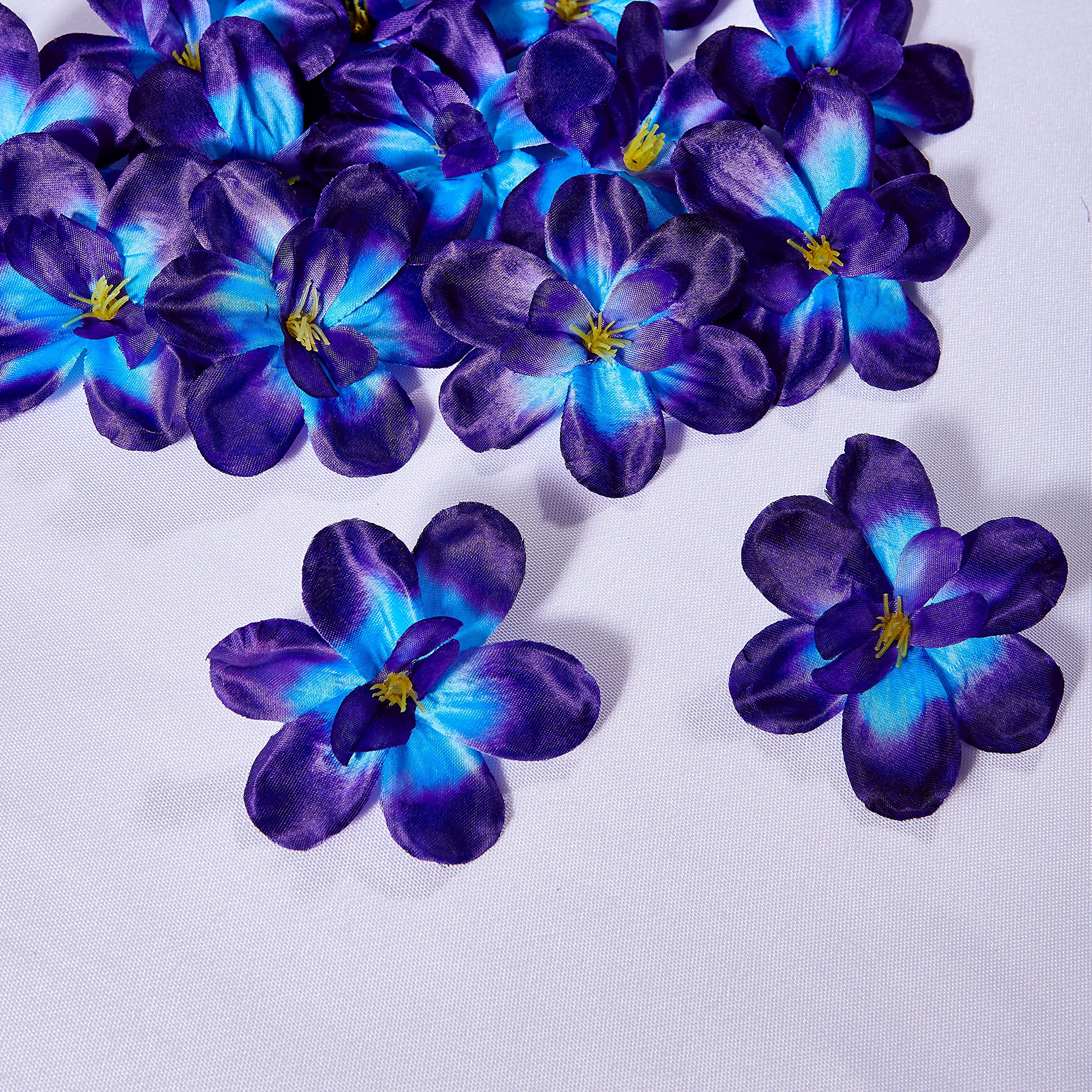 Carlita’s Blooms Artificial Flowers 50pcs Galaxy Orchids Flowers Head Purple Blue Orchid Artificial Orchids Head Only for DIY Bouquets Wedding Party Centerpiece Decor