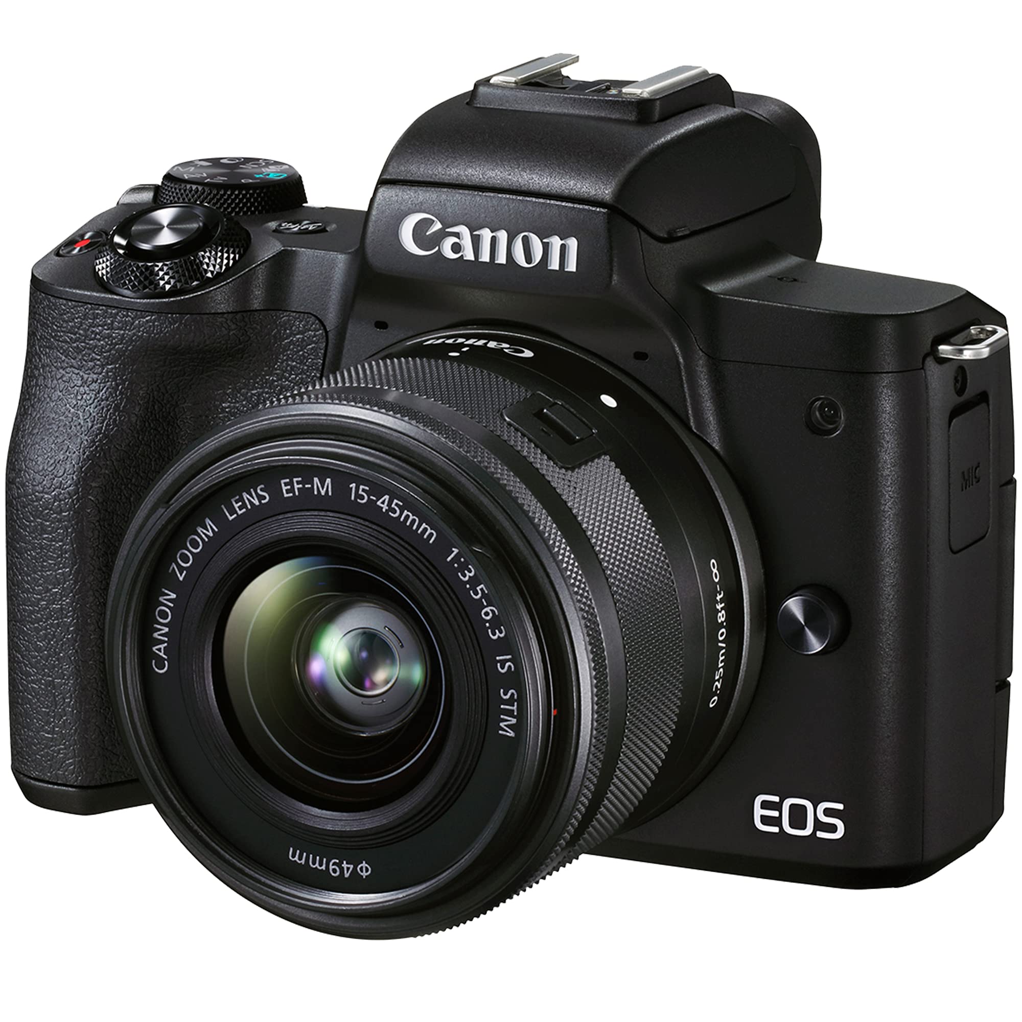 Canon EOS M50 Mark II Mirrorless Vlogging Digital Camera with EF-M 15-45mm is STM Zoom Lens + SanDisk 32GB Memory Card + Tripod + Case + Wideangle Lenses + ZeeTech Accessory Bundle (20pc Bundle)