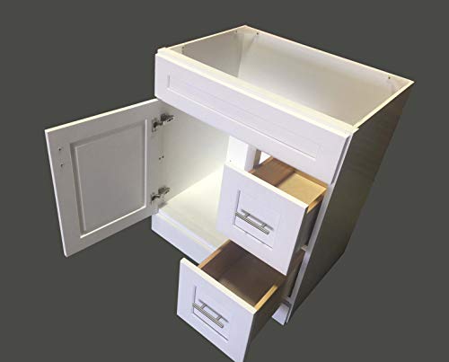 Green Leaf New White Shaker Single-Sink Bathroom Vanity Base Cabinet 30" Wide x 21" Deep WS-V3021DLR