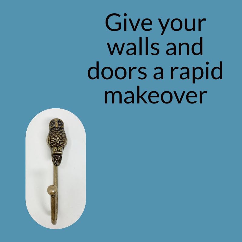 Knobs By Blossom Vintage Antique Brass Iron Wall Hooks Tie Backs Bronze Handmade Metal Animal Hook (18. Owl), TFVSAH