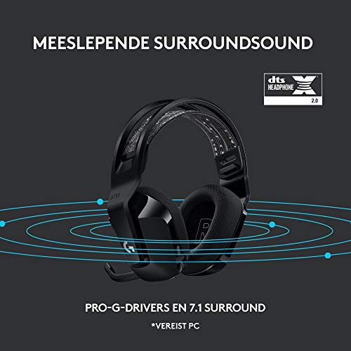Logitech G733 Lightspeed Wireless Gaming Headset with Suspension Headband, LIGHTSYNC RGB, Blue VO!CE mic Technology and PRO-G Audio Drivers, Lightweight, 29 Hour Battery Life, 20m Range - Black