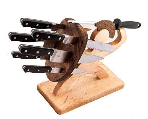 Missing Digit Woodshop Spartan Knife Set - Chef's Edition - 8-piece, Handmade, Heavy Steel Professional Knife Set - American Maple & Walnut