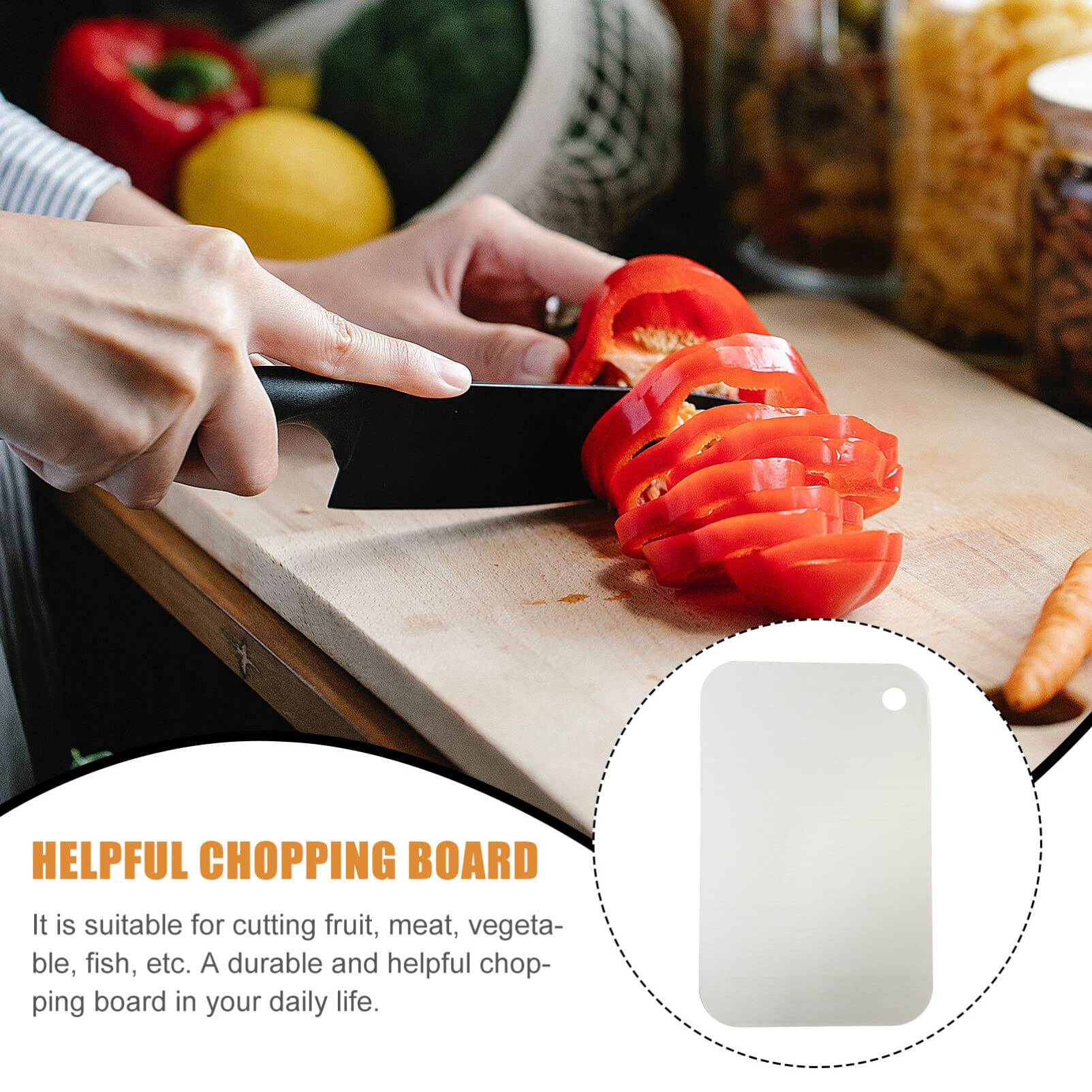 Cabilock Stainless Steel Cutting Board for Baby Food Meat Cheese Fruit Vegetables Metal Kitchen Chopping Board Heavy Duty Kitchen Butcher Block