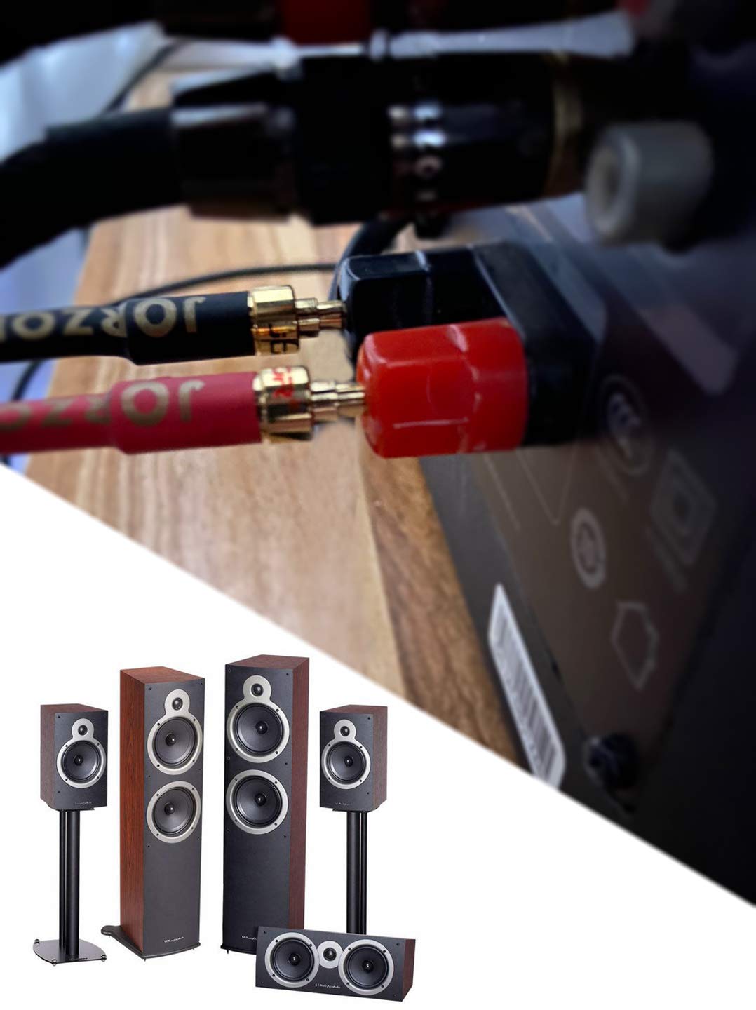 JORZOR 1 Pair 10AWG Speaker Cable,with Gold Plated Banana Tips, Oxygen Free Copper (3FT)