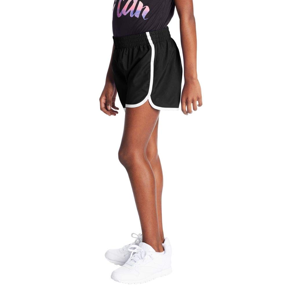 C9 Champion girls 2" Woven Running Shorts, Ebony/True White, Large US