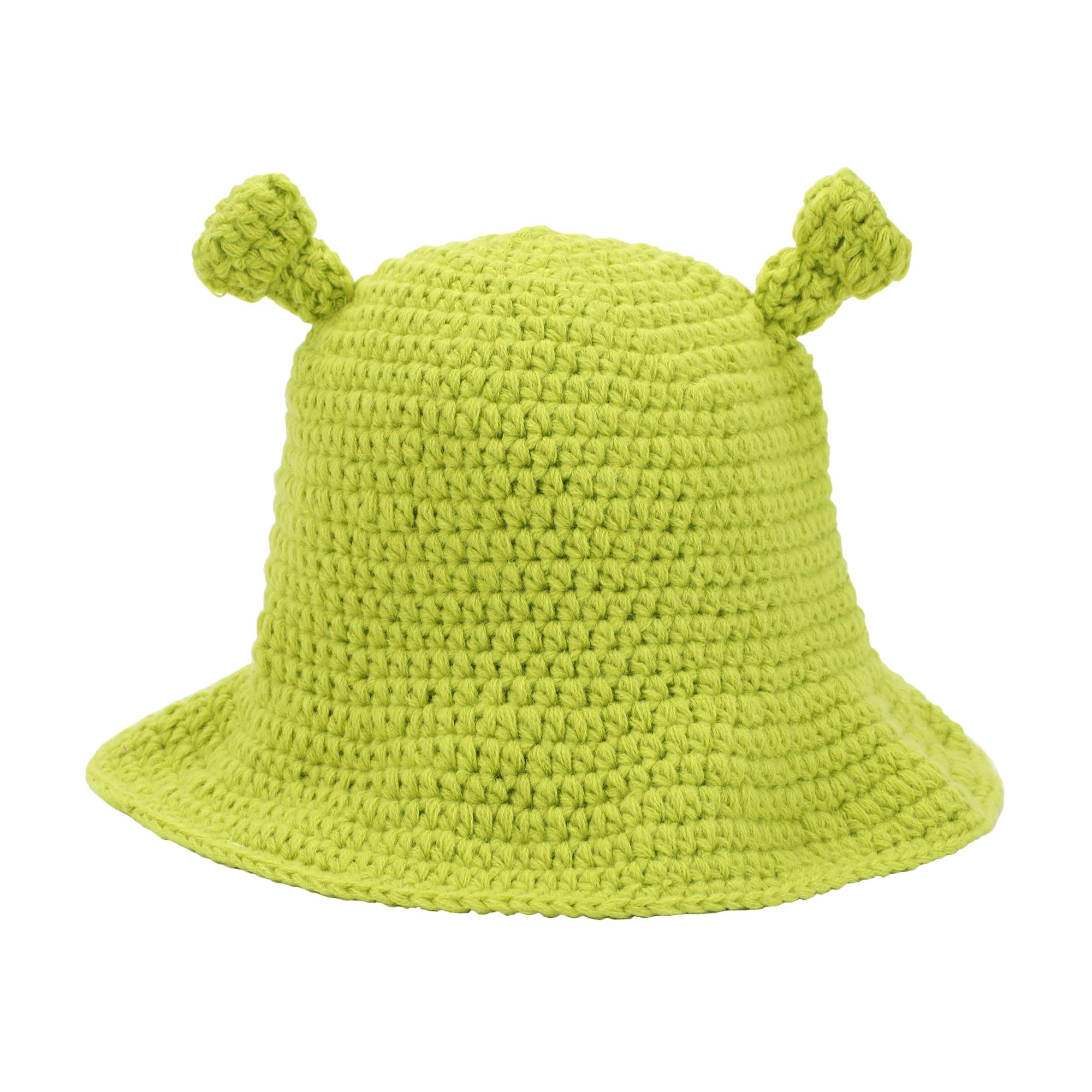 Bioworld Shrek Ogre-Inspired Green Crochet Bucket Hat with 3D Ogre Ears