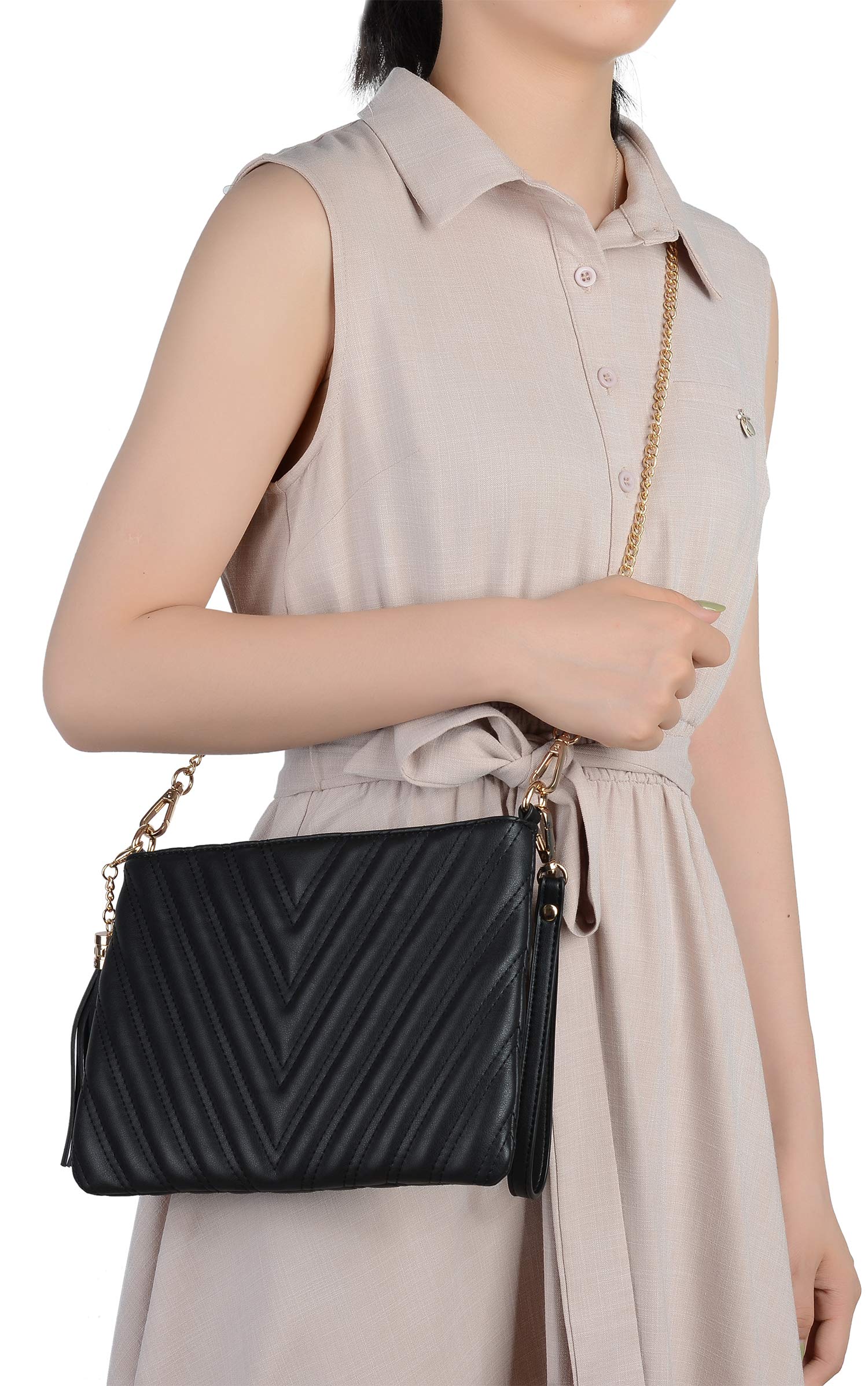 lola mae Women's Wristlet Handbags Simple Quilted Small Clutch Crossbody Bag