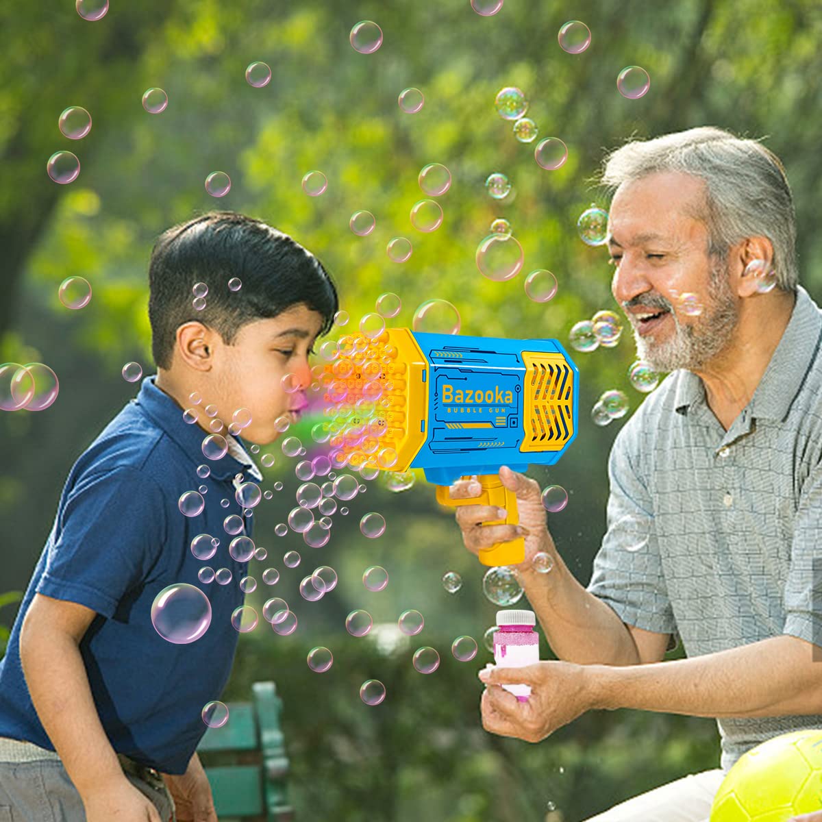 Bubble Gun for Kids - 69 Holes Bubble Machine Bubble Blaster Rocket Bubble Gun Toys for Party Outdoor Children Play
