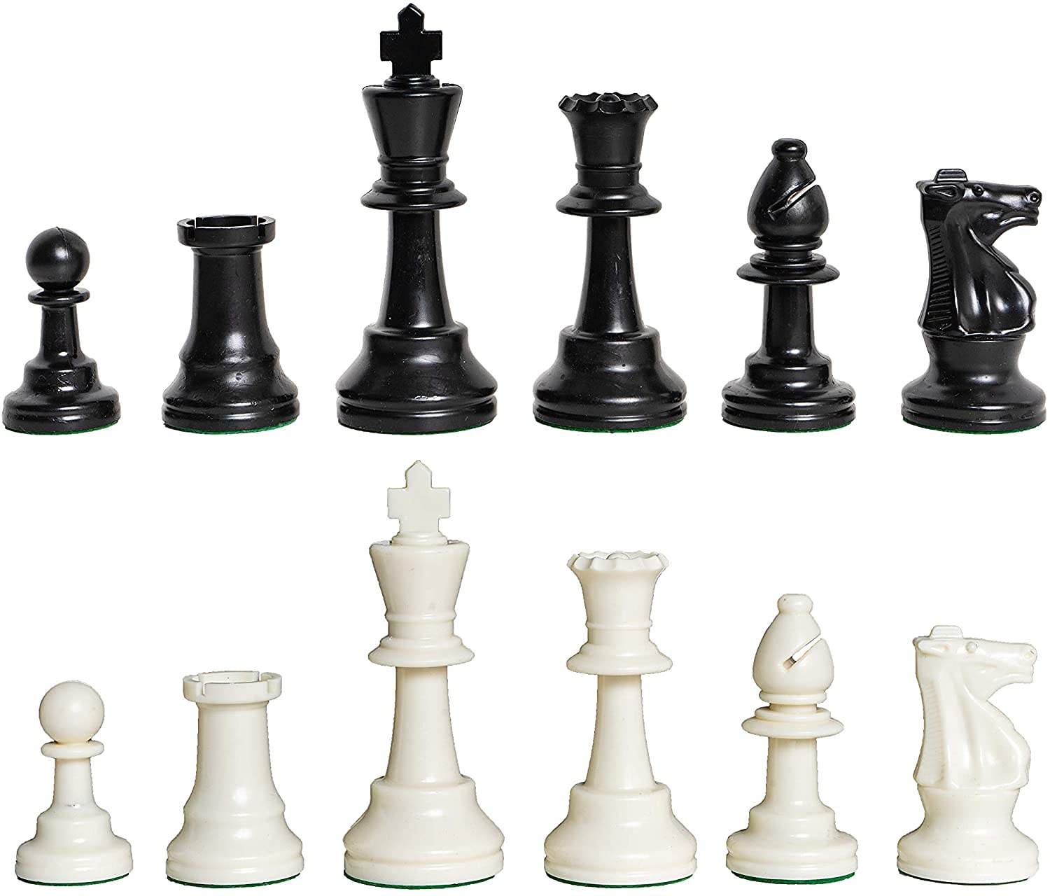 US Chess Federation's Triple Weighted Tournament Staunton Black and White Plastic Chess Pieces - 3.75" King