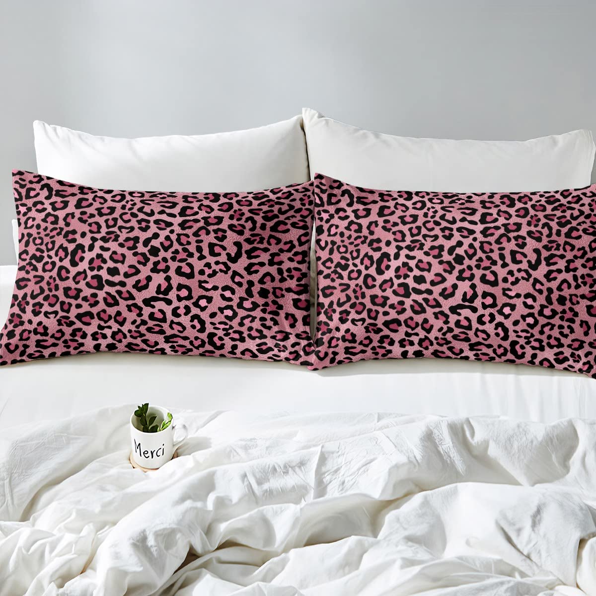 Pink Leopard Print Sheet Set Twin,Cheetah Bedding Set for Kids Teens Girls,Wild Animal Skin Texture Romantic Fashion Bed Sheet Set 3pcs with Deep Pocket Fitted Sheet + Flat Sheet + 1 Pillowcase