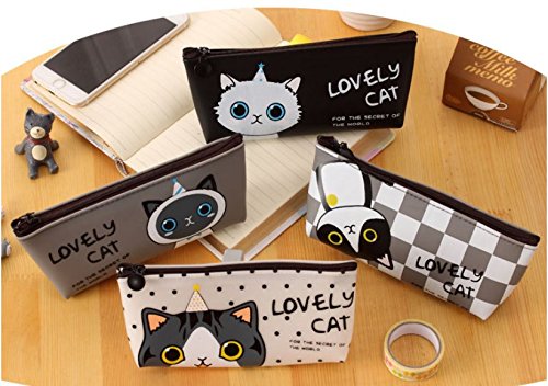 Set of 4 - ZICOME Adoarable Cat Style Memories Pastorable Pencil Case Coin Makeup Bag Purse Case