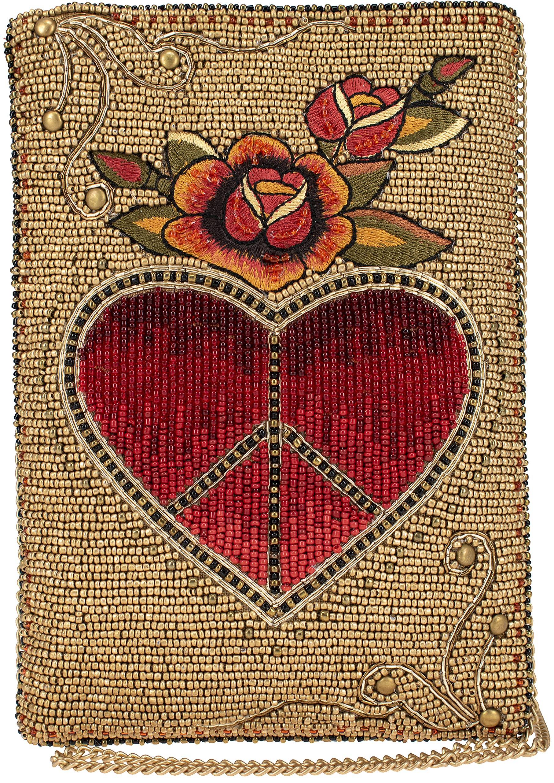 Mary Frances I Love Peace Beaded Mini Crossbody Clutch Handbag, Multi