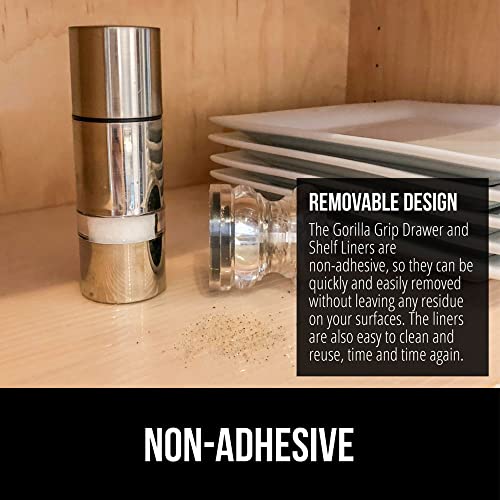 Gorilla Grip Ribbed Drawer and Shelf Liner for Cabinet, Non Adhesive Waterproof Protection for Kitchen, Strong Grip, BPA Free Plastic Liners for Cabinets, Bathroom Cupboard Drawers, 17.5x20, Clear