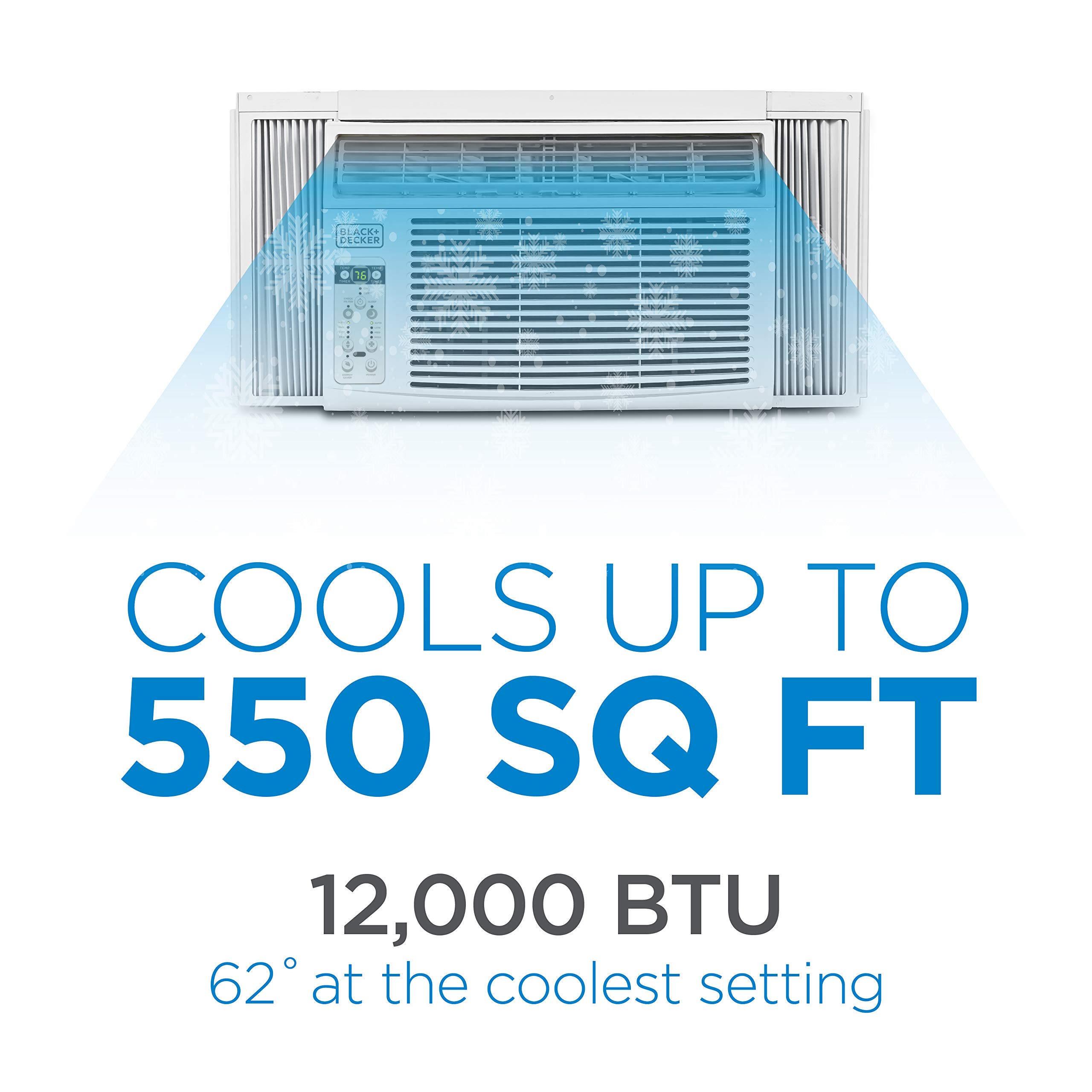BLACK+DECKER BD12WT6 Window Air Conditioner with Remote Control,12000 BTU, Cools Up to 550 Square Feet, Energy Efficient, White