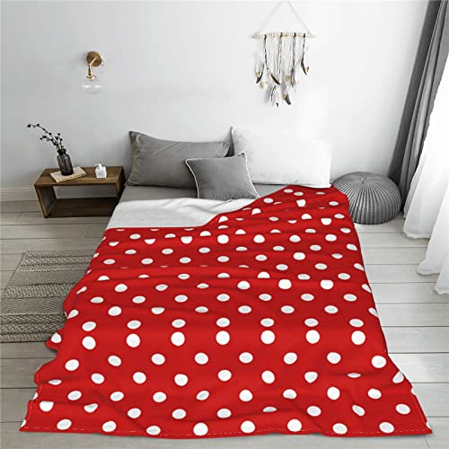 Fashion Funny Red Polka Dot Throw Blanket for Couch Super Soft Cozy Flannel Blanket Throw for Shawls and Wraps Adults (50"x 40")