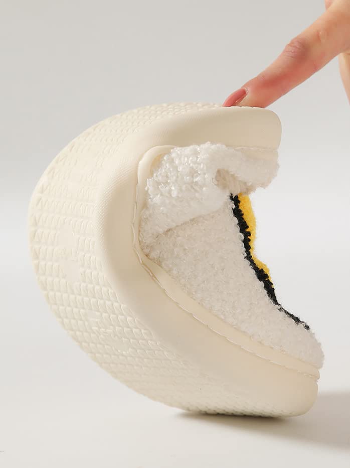 Happy Face Slippers for Women Soft Plush Comfy Warm Couples Slides Home Slippers Non-Slip Flat Slipper for Indoor Outdoor