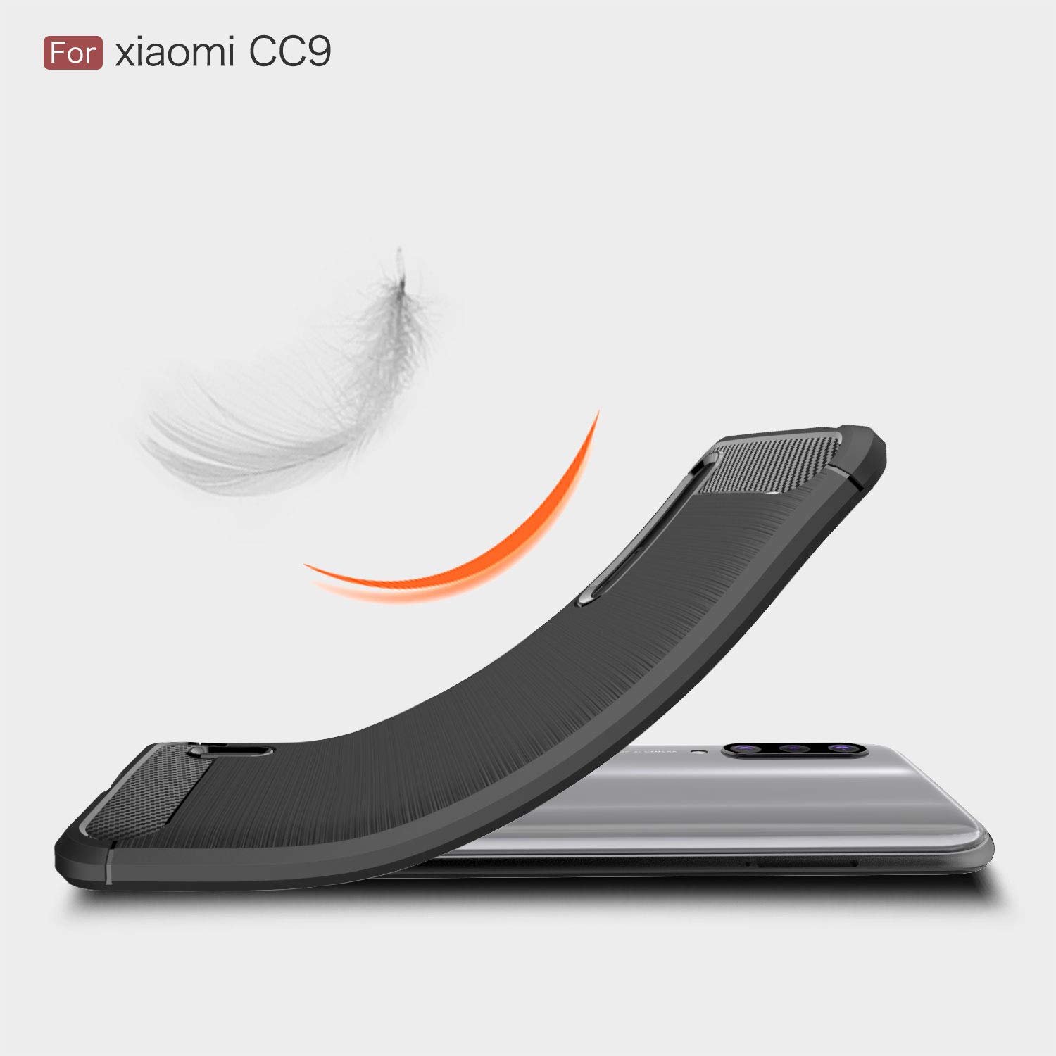 Beovtk Xiaomi Mi A3 Lite/Xiaomi Mi 9 Lite Case, Silicone Leather[Slim Thin] Flexible TPU Protective Case Shock Absorption Carbon Fiber Cover for Xiaomi Mi A3 Lite/Xiaomi Mi 9 Lite Case(Navy)
