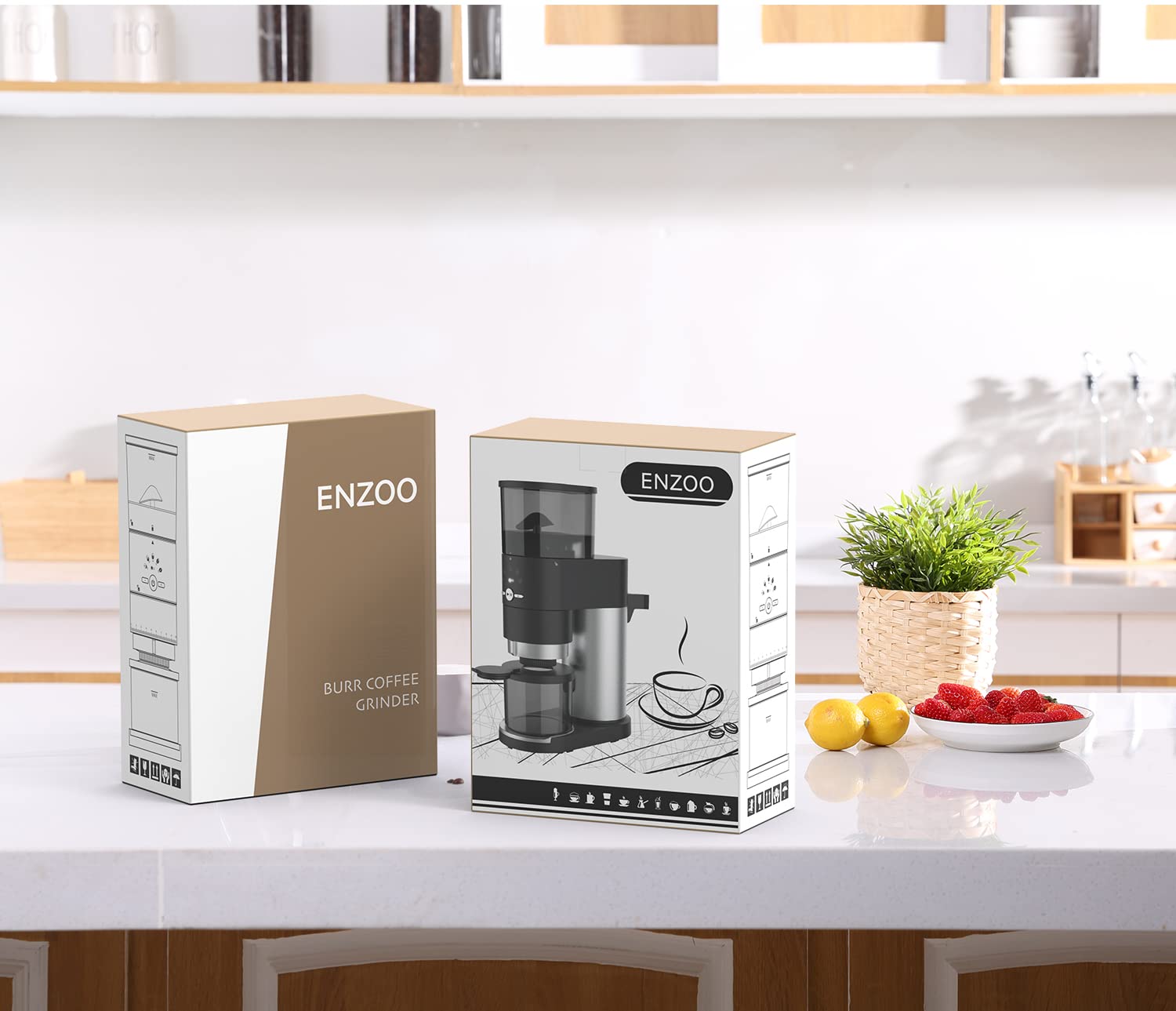 Conical Burr Coffee Grinder, ENZOO Electric Coffee Bean Grinder with Detachable Design for Easy Cleaning, 40 Precise Grind Setting for Espresso, Drip Coffee, French Press and Percolator Coffee