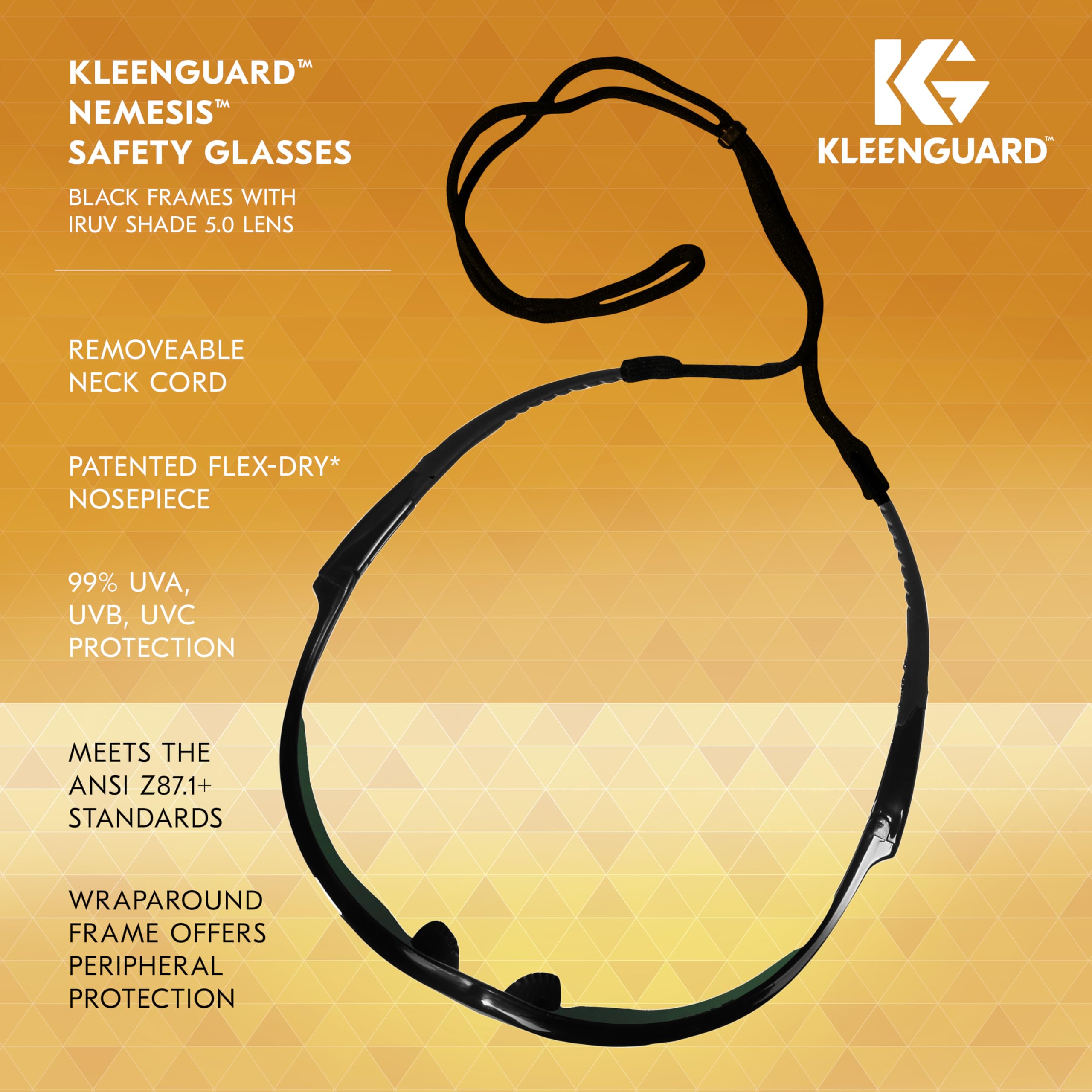 KleenGuard V30 Nemesis Safety Glasses (25671), IRUV Shade 5.0 Lenses with Black Frame, 12 Pairs / Case