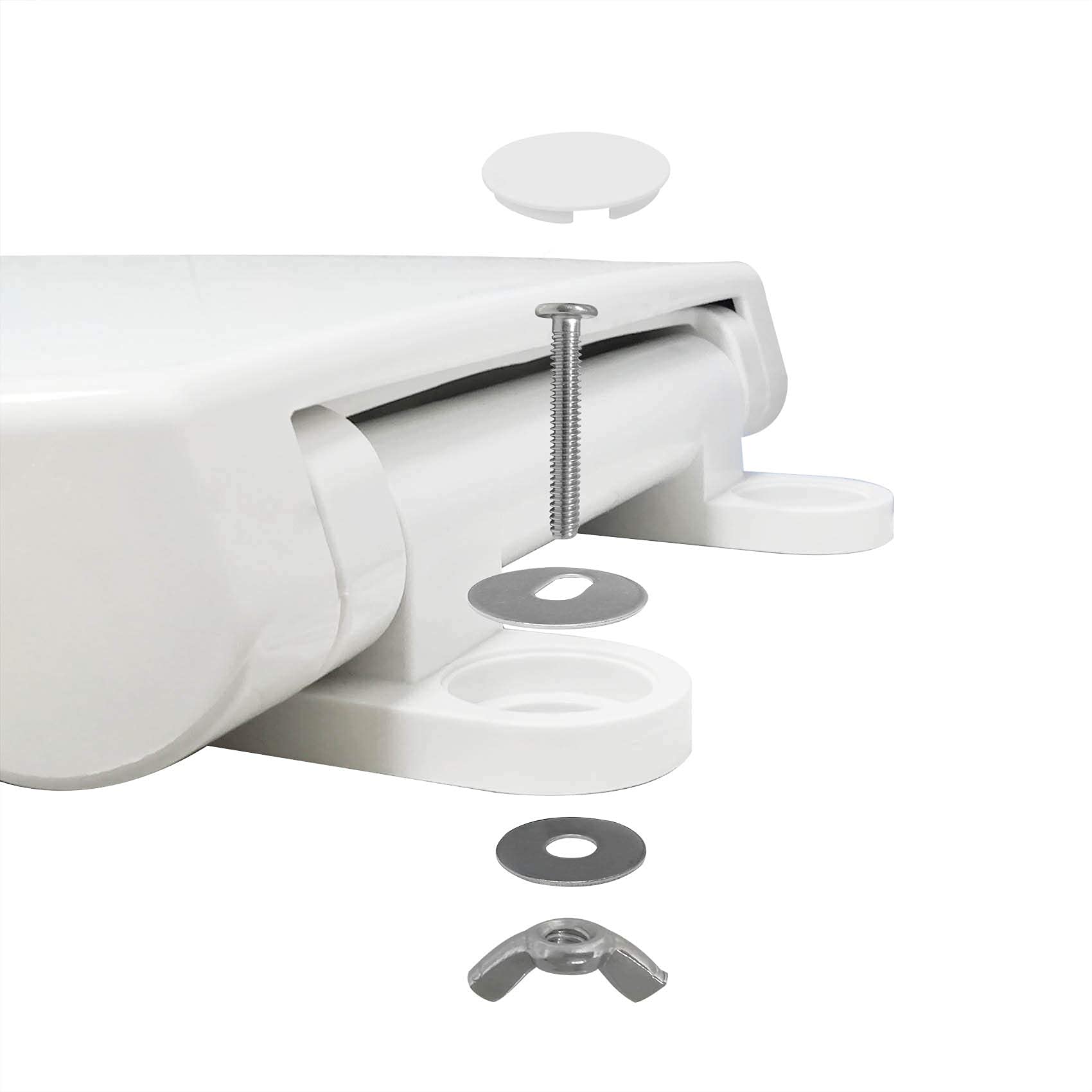 CYRRET Toilet Seat Round with Lid, Slow Close, Easy to Install and Clean, Durable Plastic, White, Replacement Toilet Seats, Fits Standard Round Toilets Bowl