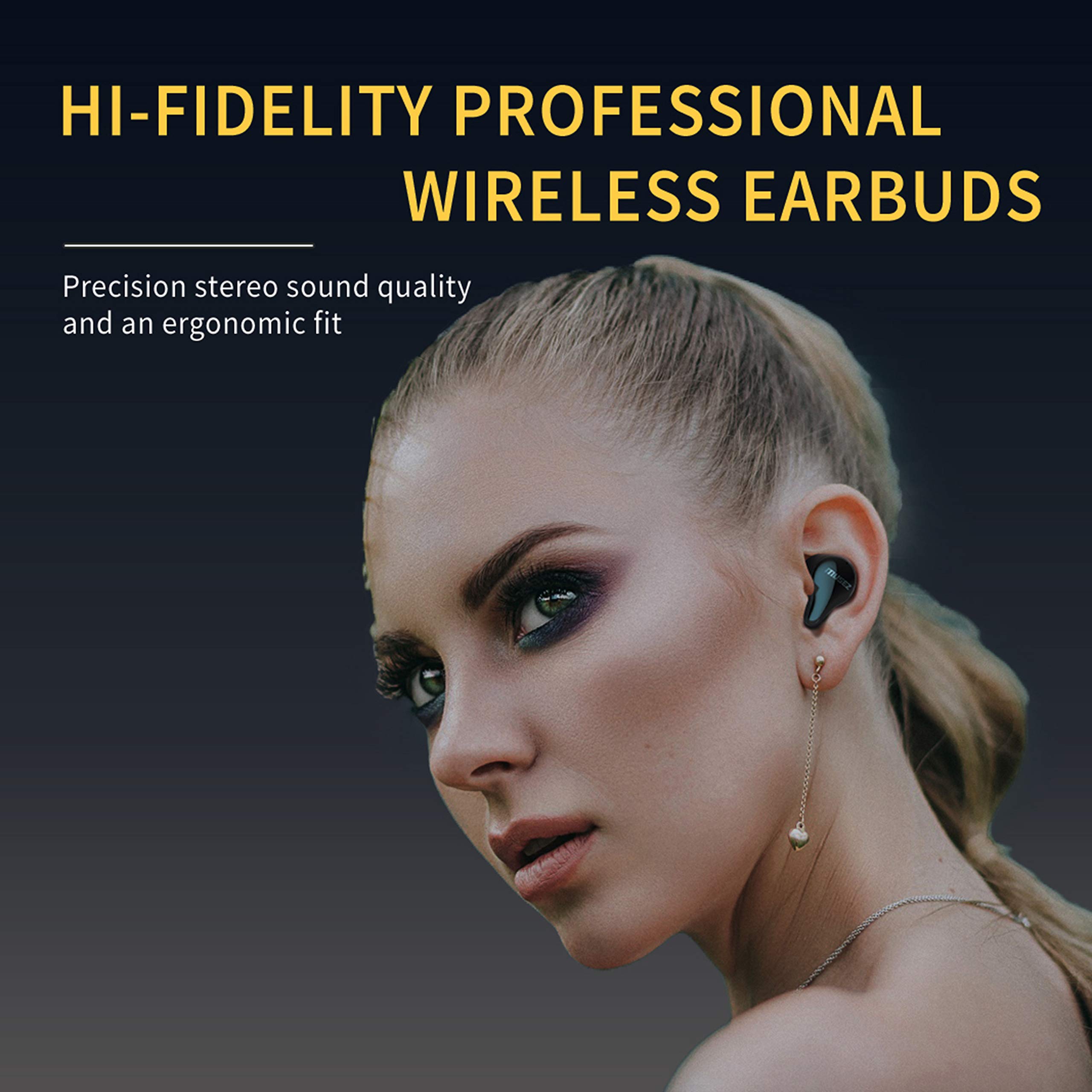 Bluetooth Earbuds Wireless, Bluetooth 5.0, TWS Microphone Hi-Fi Stereo Smart Touch Control, Sweat-Resistant for Workout (White) (White)
