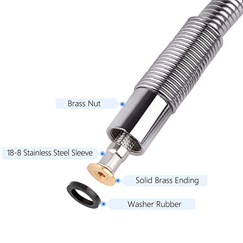 COOLWEST Flexible Metal Stainless Steel Hose 44 Inch for All Commercial Pre-Rinse Kitchen Sink Faucets Flexible Hose Replacement (111CM 44")