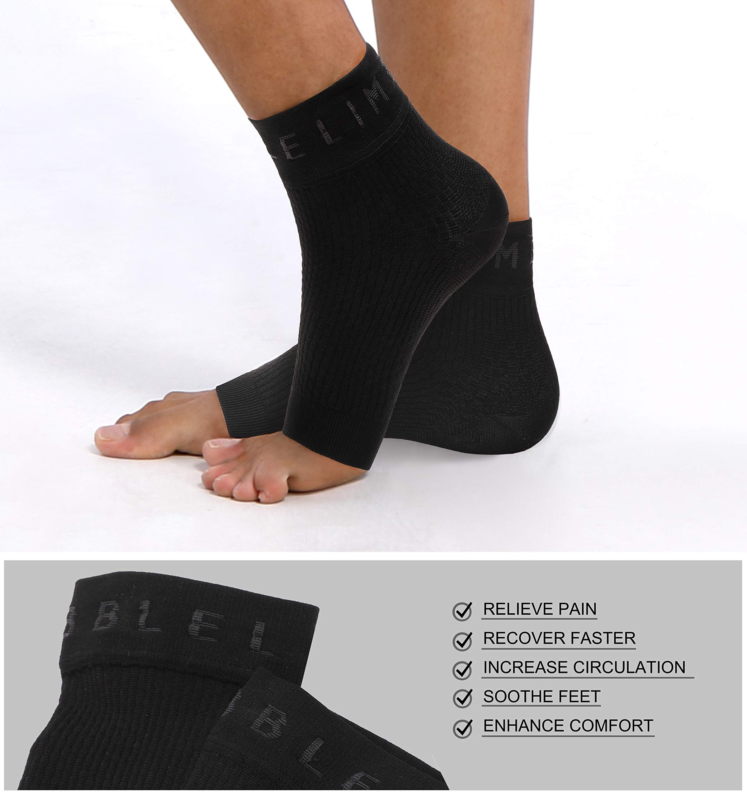 BUBBLELIME Ankle Brace for Women&Men Compression Arch Support Foot Sleeve Plantar Fascilitis Socks for Pain Relief Injury Recovery_SET1-Medium