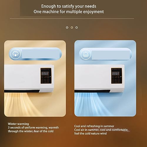 Diydeg Mini Air Conditioner, 2 in 1 Wall Mounted Air Conditioner Cooler and Heater Combo with Remote Control, Portable Indoor Mini Air Cooling Heating Fan for Bedroom, Living Room,