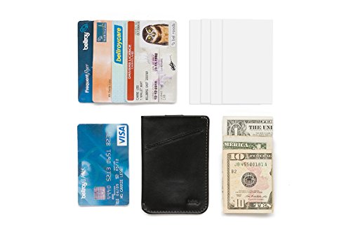 Bellroy Card Sleeve (Premium Leather Card Holder or Minimalist Wallet, Holds 2-8 Cards or Business Cards, Folded Note Storage) - Black