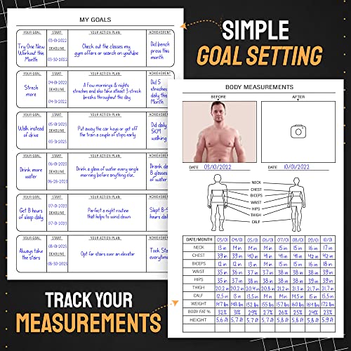 Hardcover Fitness Journal Workout Planner for Men & Women - A5 Sturdy Workout Log Book to Track Gym & Home Workouts