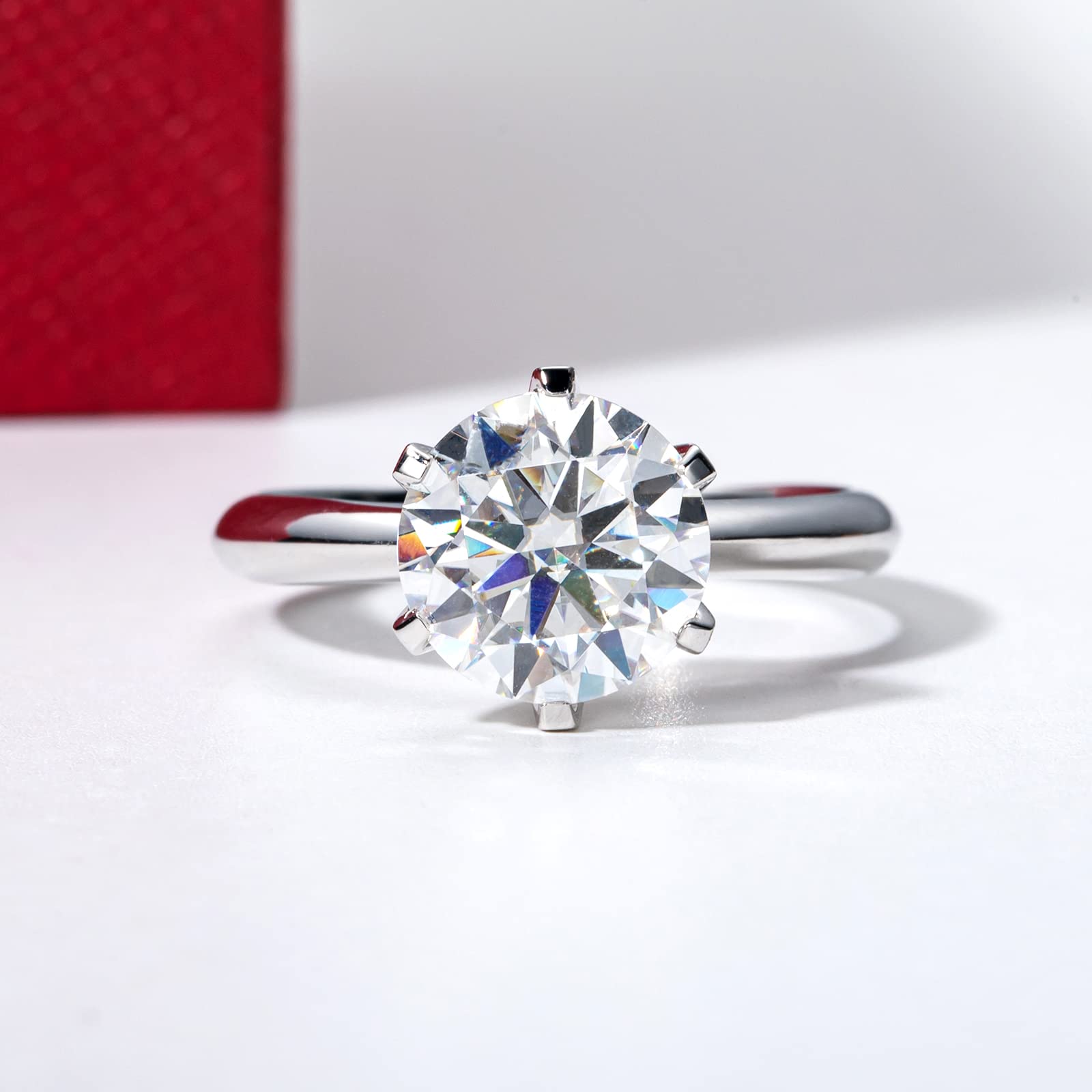 CADYNO Moissanite Engagement Ring 3ct D Color Lab Grown Created Diamond 14k Solid Real White Gold Eternity Wedding Solitaire Ring for Women 5.5