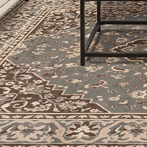 Superior Elegant Glendale Collection Area Rug, 8mm Pile Height with Jute Backing, Traditional Oriental Rug Design, Anti-Static, Water-Repellent Rugs - Grey, 8' x 10' Rug