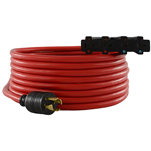 Conntek 20501 Generator Power Cord 25-Foot 20 Amp 125/250 Volt 4 Prong Male Plug To 15/20 Amp Female Connector