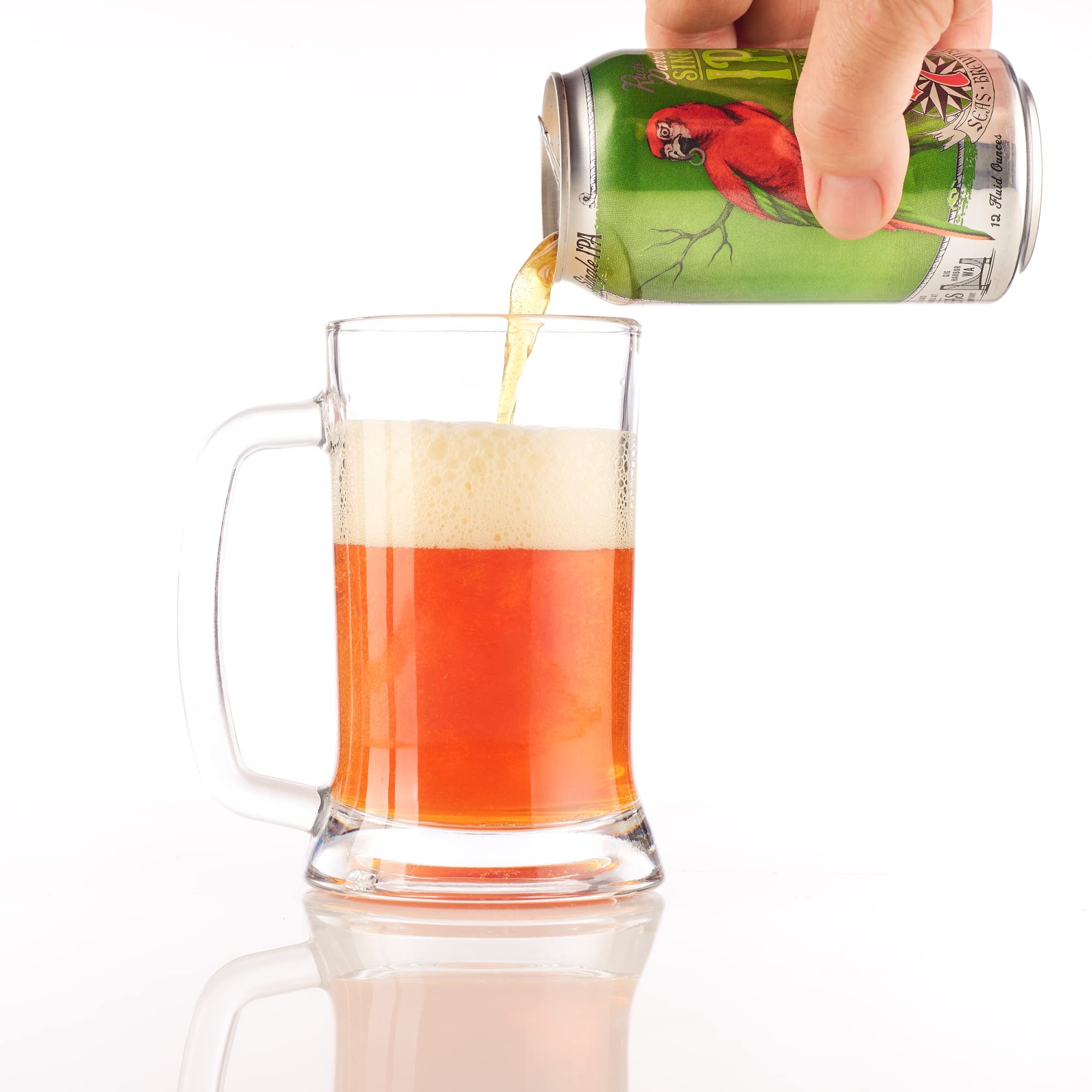 Burns Glass Beer Pint Glasses, Classic German Stein Beer Mug, 22 Oz.
