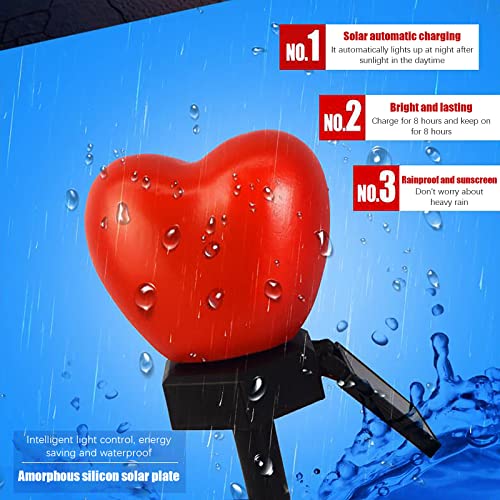 Valentine's Day Decors Outdoor Solar Garden Lights Stakes Heart Shape Lights for Patio Lawn Pathway Backyard, 1 PCS