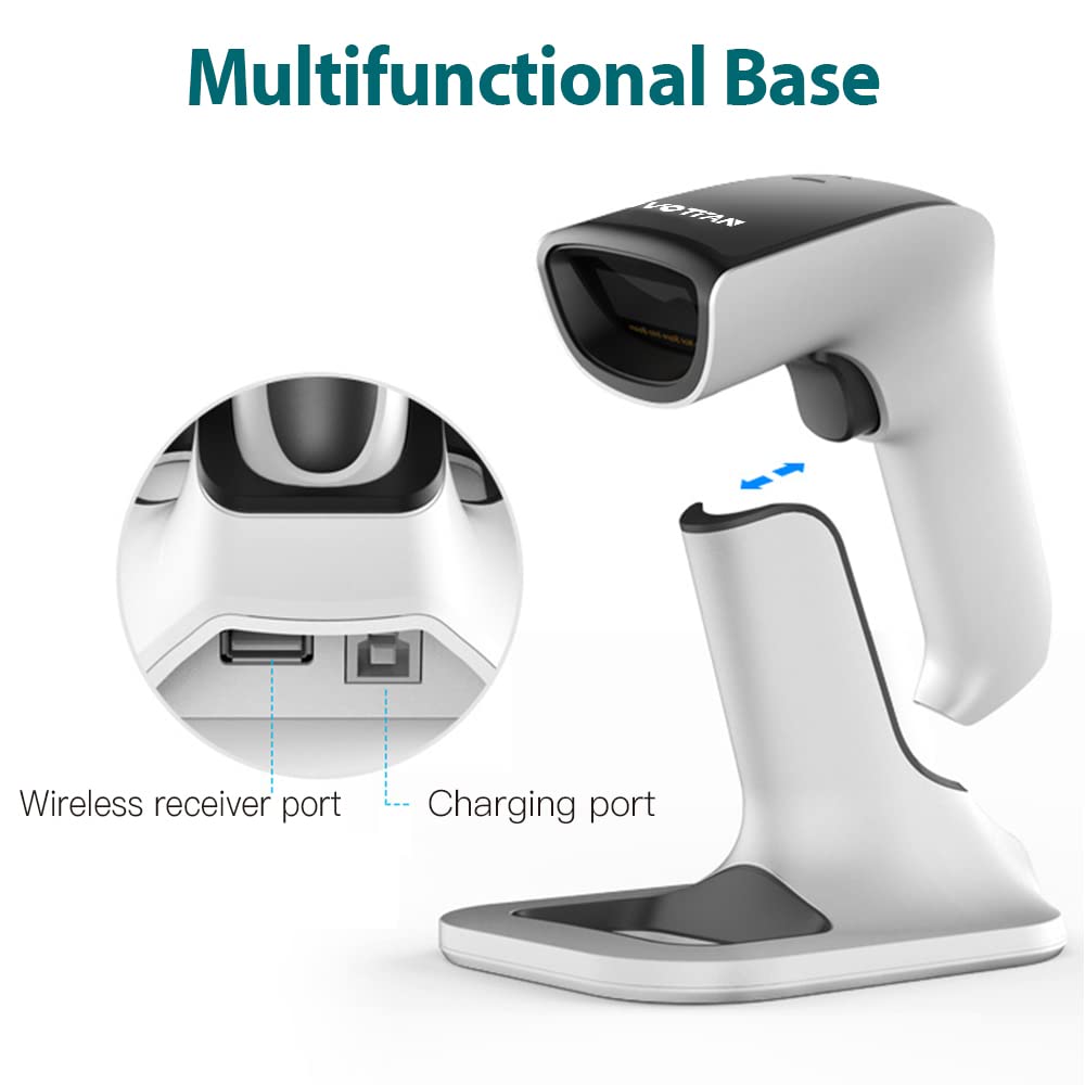 VOTTAN Wireless Bluetooth QR Code Barcode Scanner, CMOS Image Sensor Automatic Scanning Scanner 3-in-1 Connection Handheld USB Bar Code Scanner 1D 2D PDF417 Data Matrix(1D&2D)